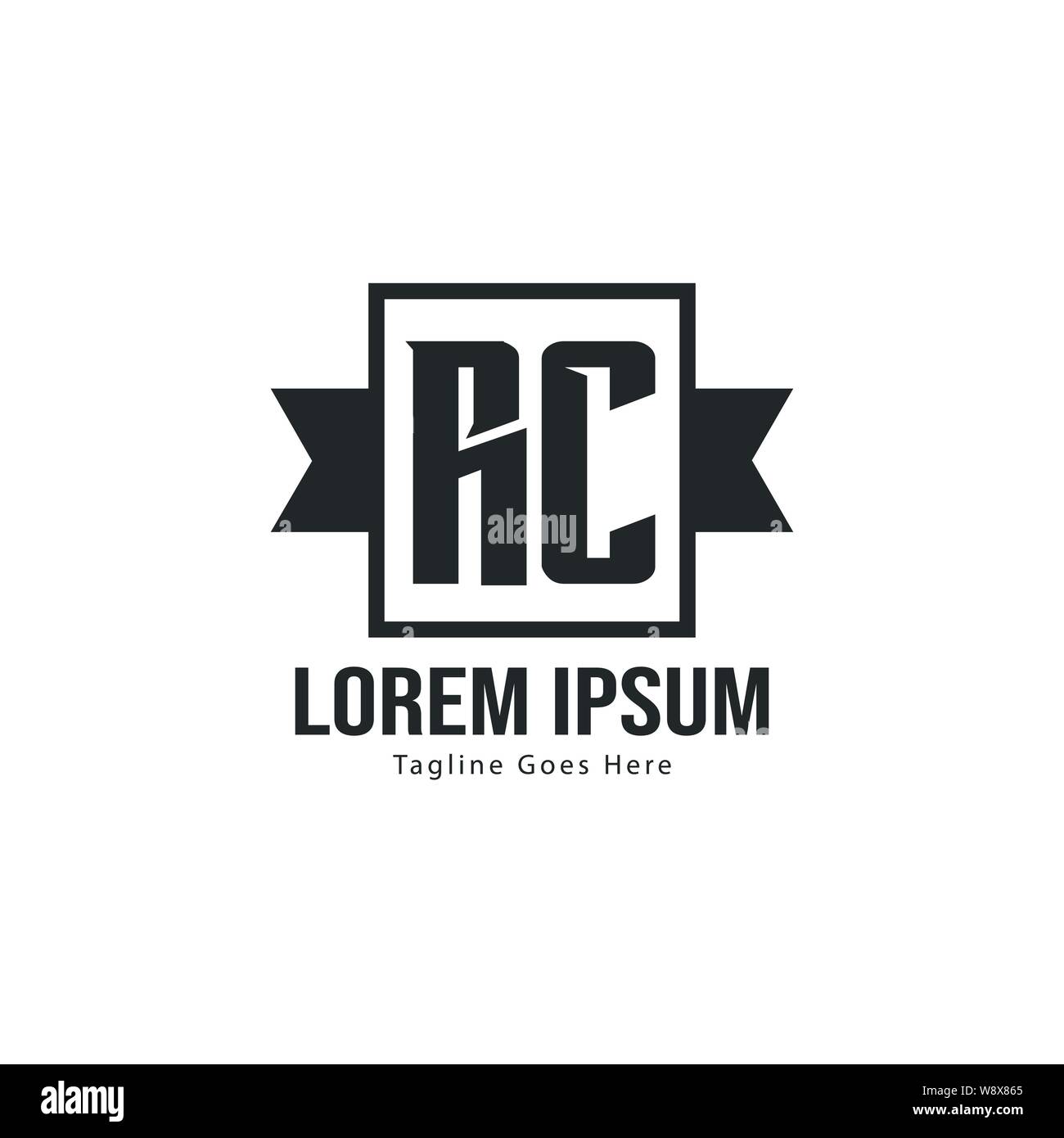 Initial RC logo template with modern frame. Minimalist RC letter logo ...