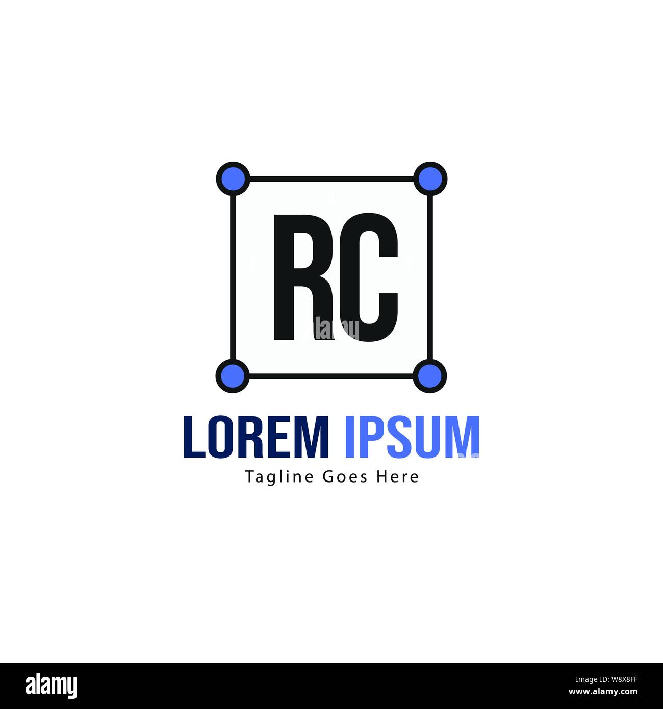 Initial RC logo template with modern frame. Minimalist RC letter logo ...