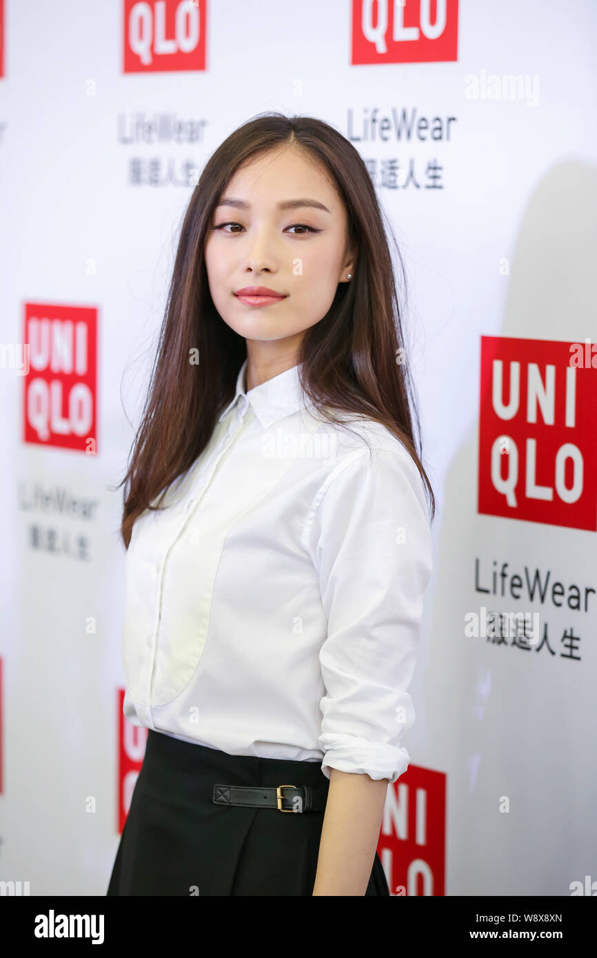 Chinese actress Ni Ni poses during a launch event for the Uniqlo 2014 ...