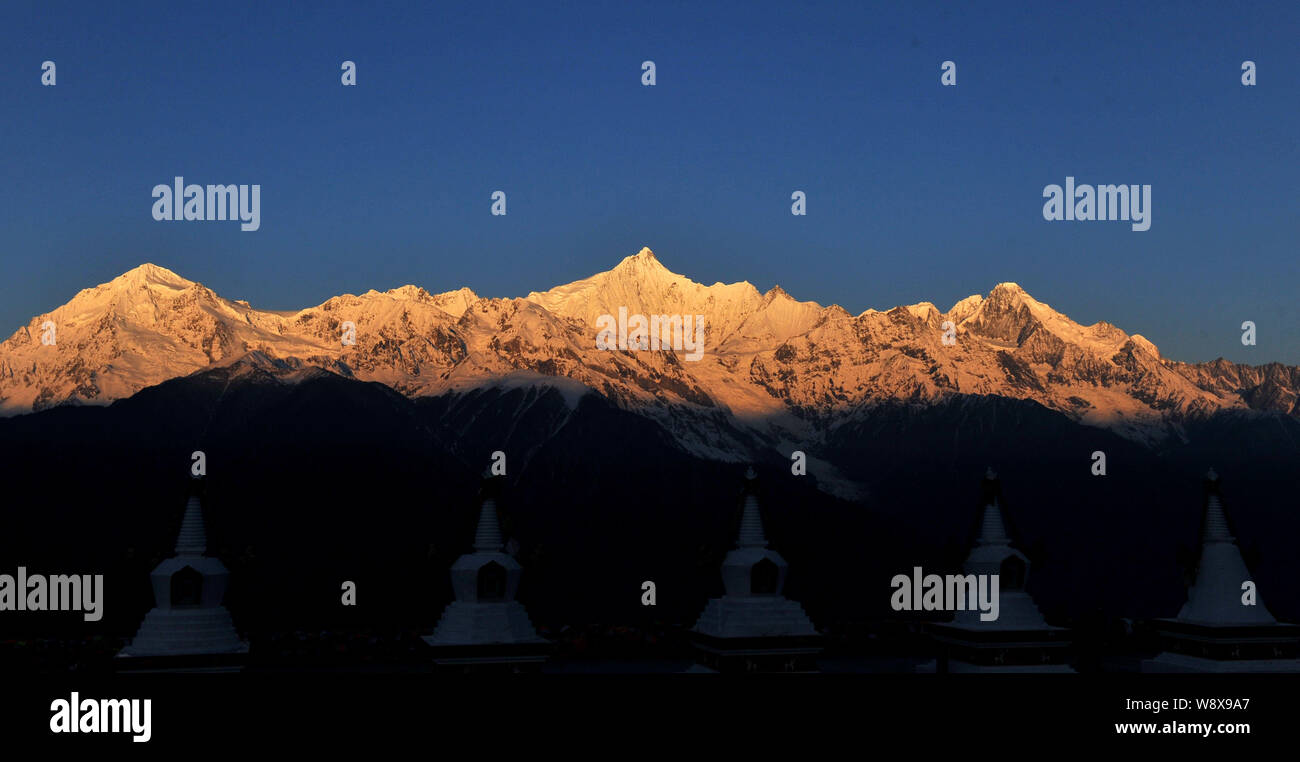 Landscape of Meili Snow Mountains at sunrise in Deqin county, Diqing ...