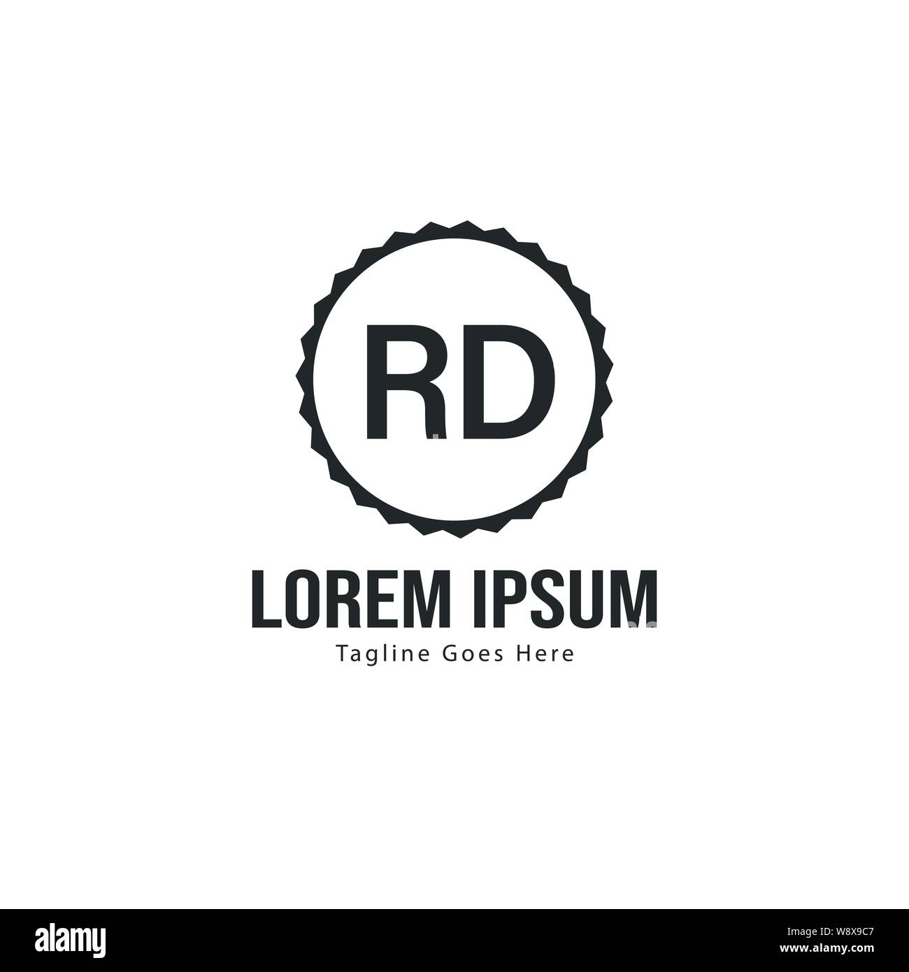 Initial RD logo template with modern frame. Minimalist RD letter logo ...