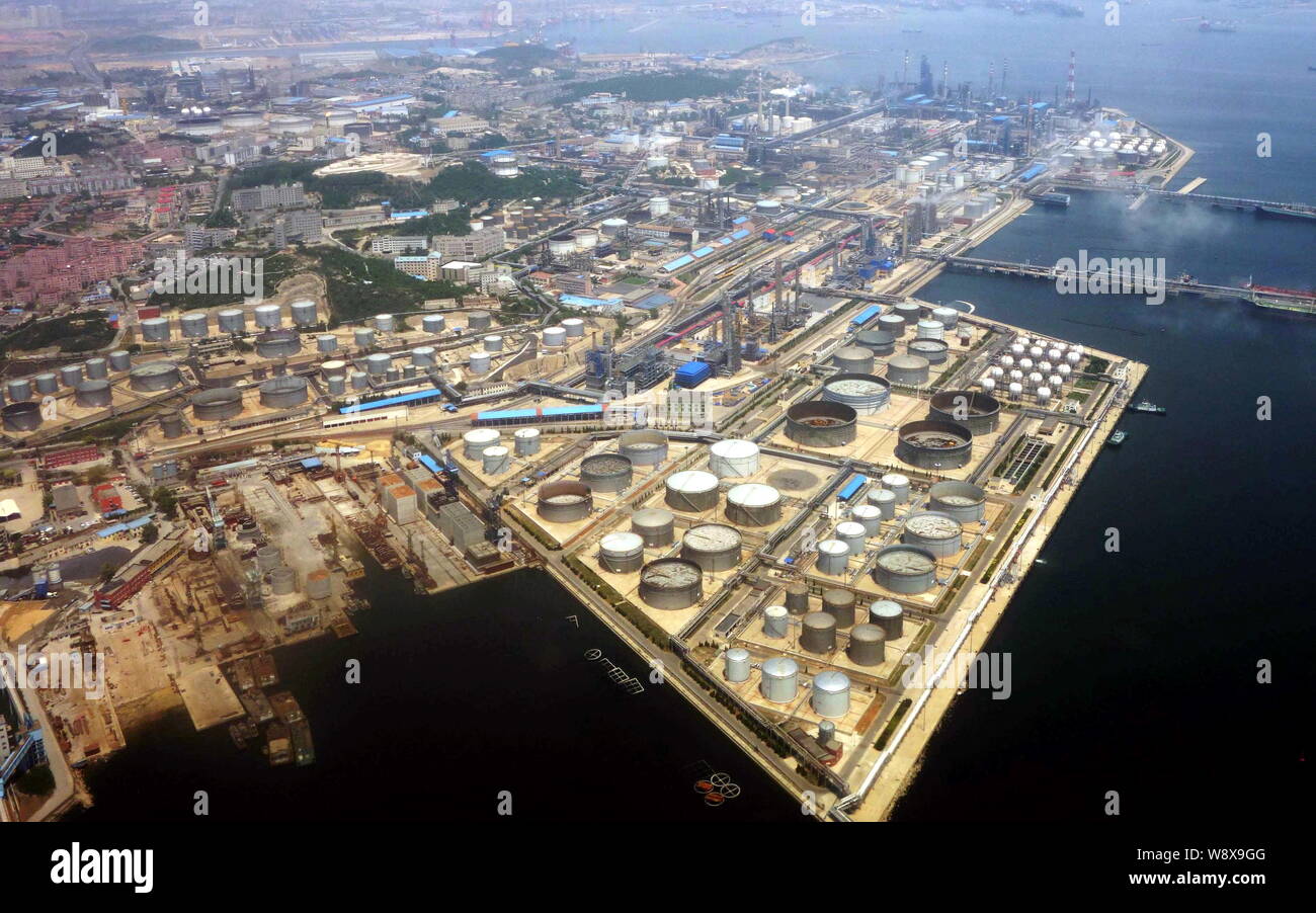 --FILE--Aerial view of the refinery and petrochemical plant of Sinopec ...