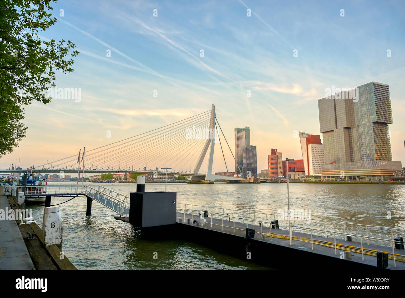 A view of the Erasmusbrug (Erasmus Bridge) which connects the north and ...
