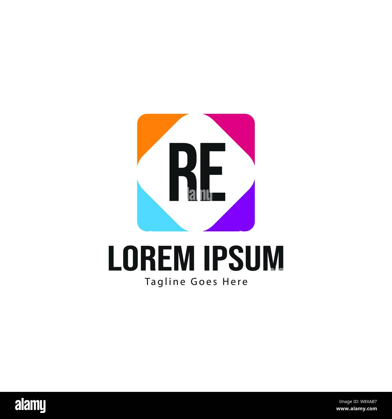 Initial RE logo template with modern frame. Minimalist RE letter logo ...