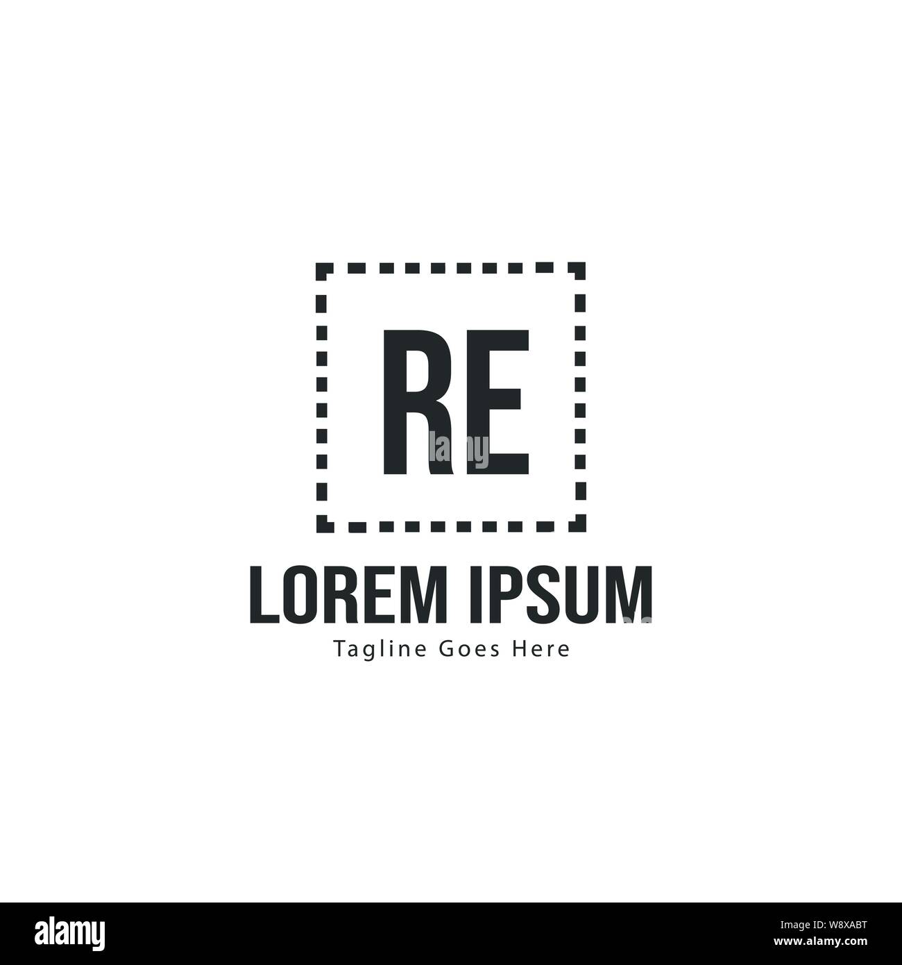 Initial RE logo template with modern frame. Minimalist RE letter logo vector illustration design ...