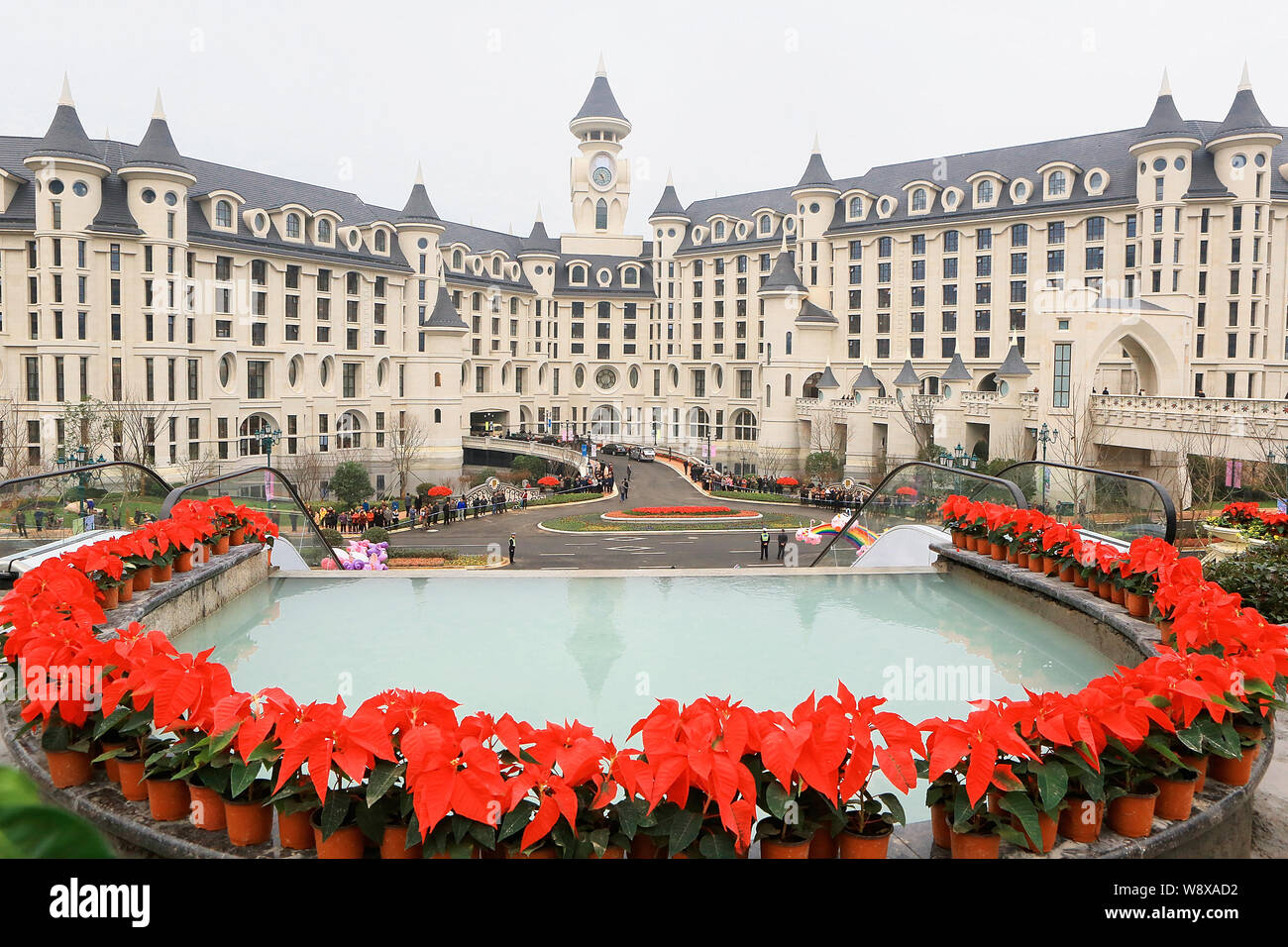 View of the castle hotel in the new Hello Kitty theme park during the ...