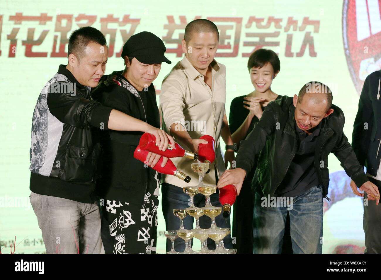 (From left) Chinese director Ning Hao, actor Huang Bo, singer Hao Yun ...