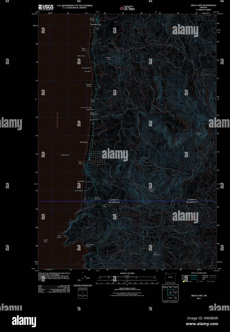 Arch cape oregon map hi-res stock photography and images - Alamy