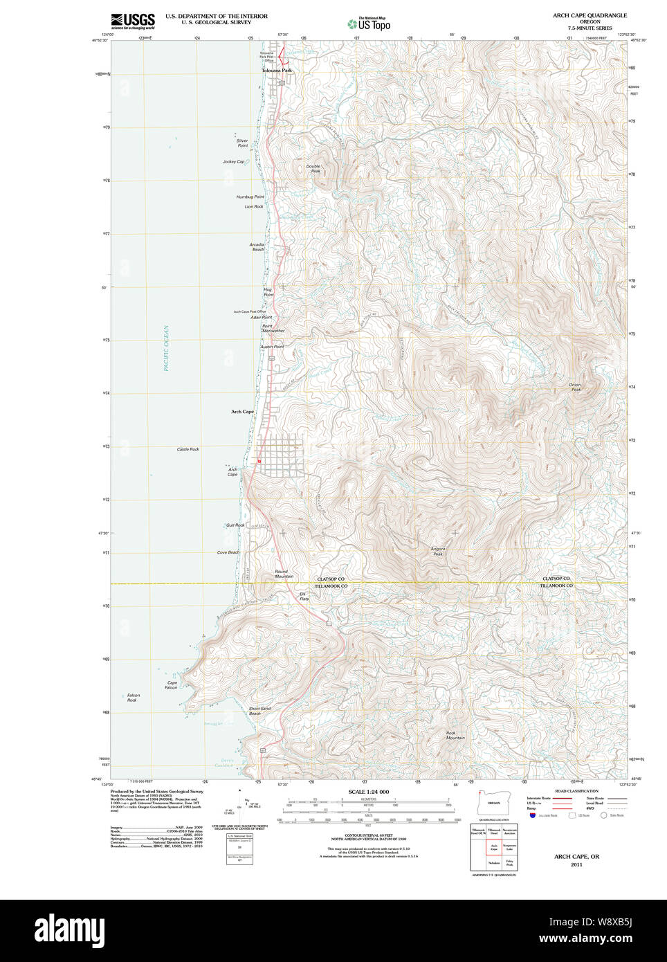 Map of arch cape oregon hi-res stock photography and images - Alamy