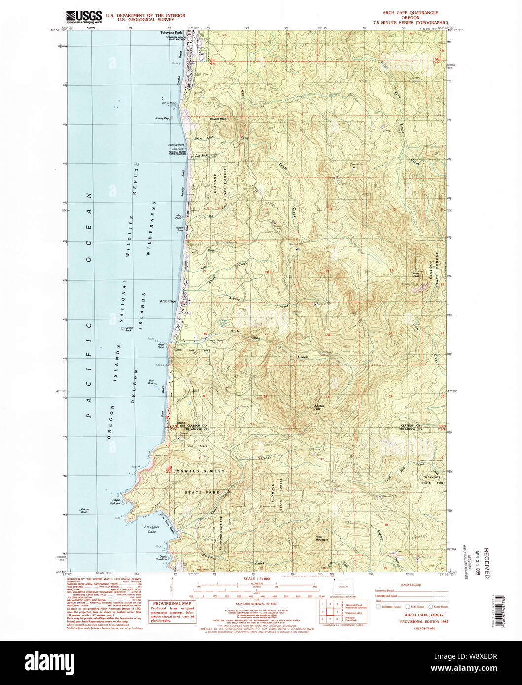 Map of arch cape oregon hi-res stock photography and images - Alamy