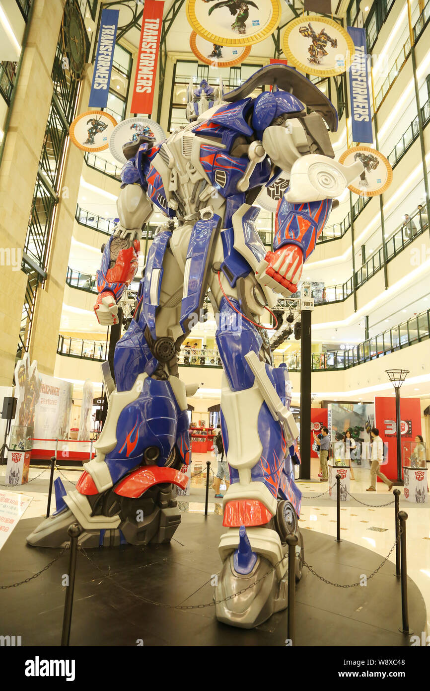 A giant model of Optimus Prime from Hollywood movie, Transformers: Age ...