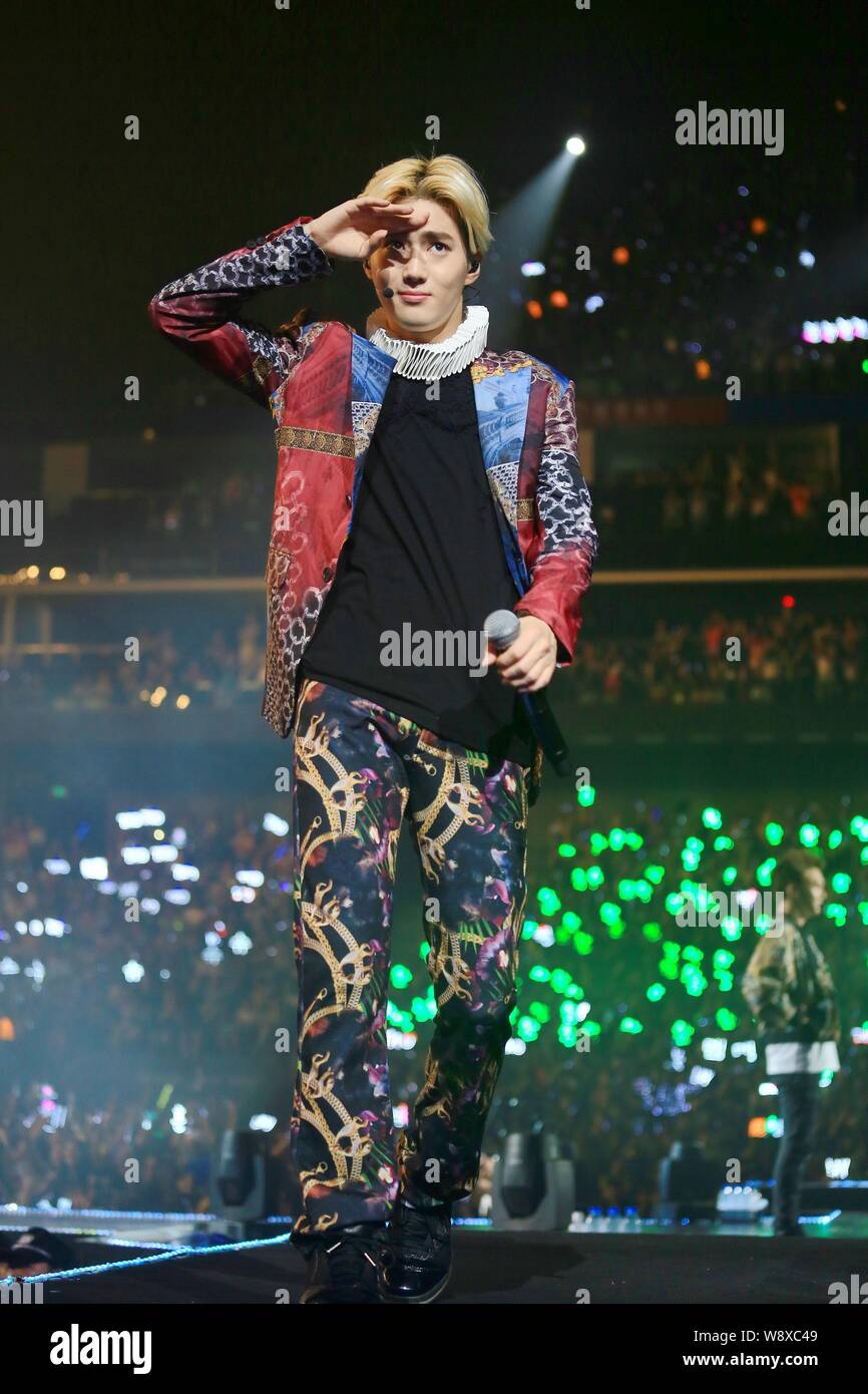 South Korean-Chinese K-pop boy group EXO performs at the concert of ...