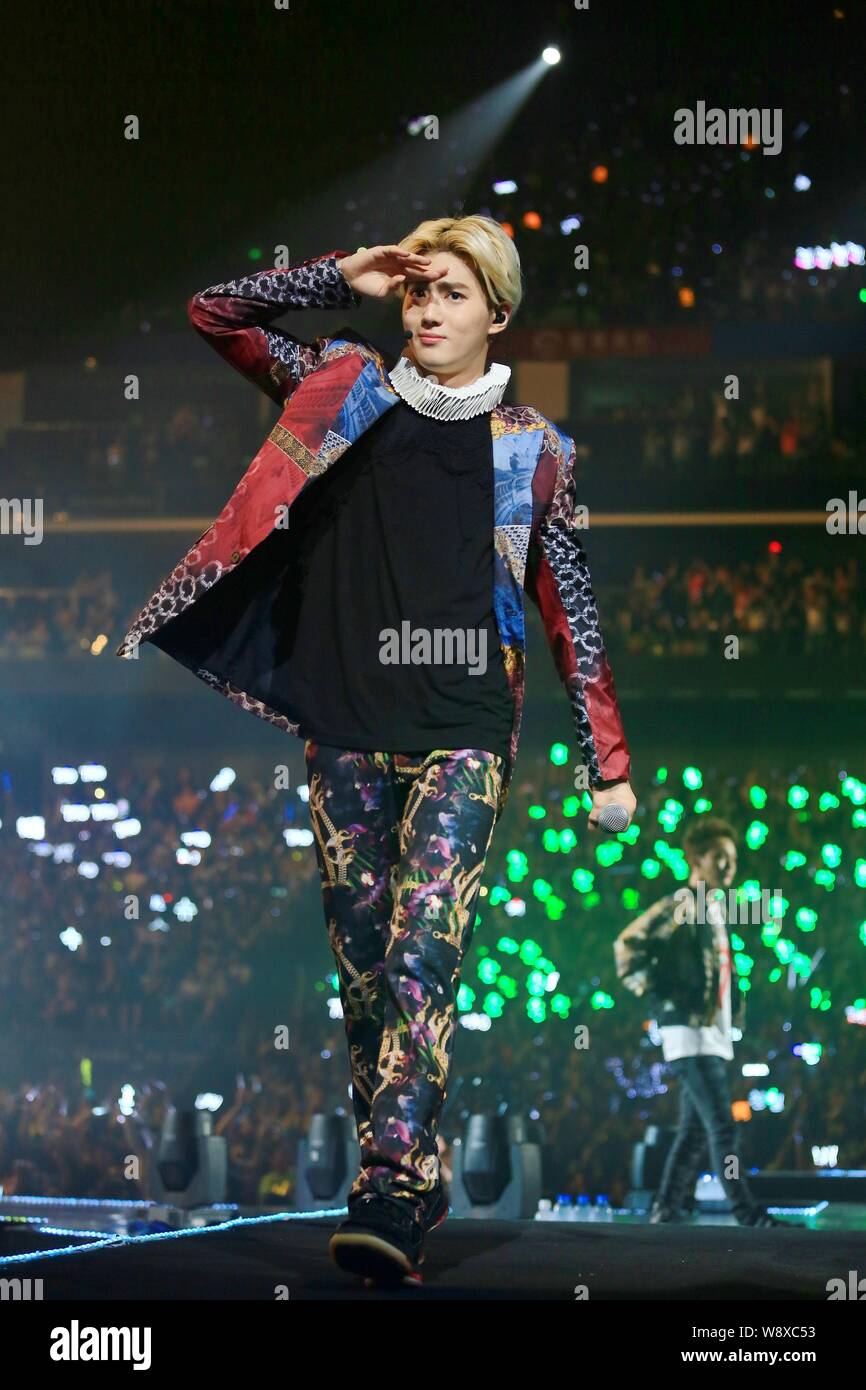 South Korean-Chinese K-pop boy group EXO performs at the concert of ...