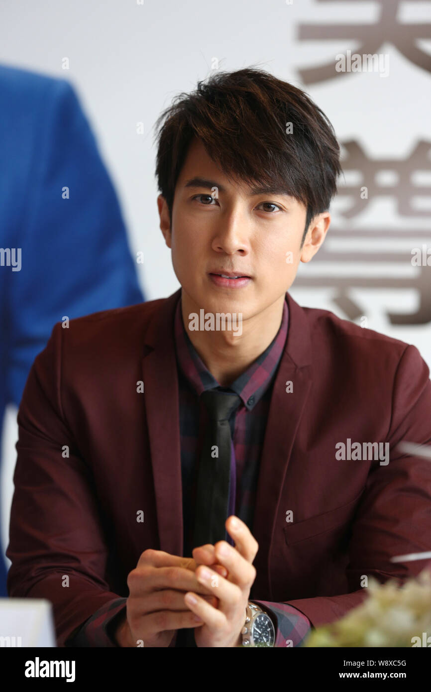Bruneian actor Wu Chun poses during a signing ceremony for becoming the ...