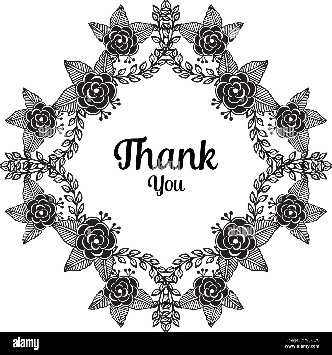 Pattern frame unique, ornate flowers, design greeting card thank you ...