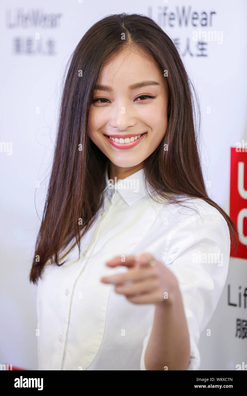 Chinese actress Ni Ni poses during a launch event for the Uniqlo 2014 ...