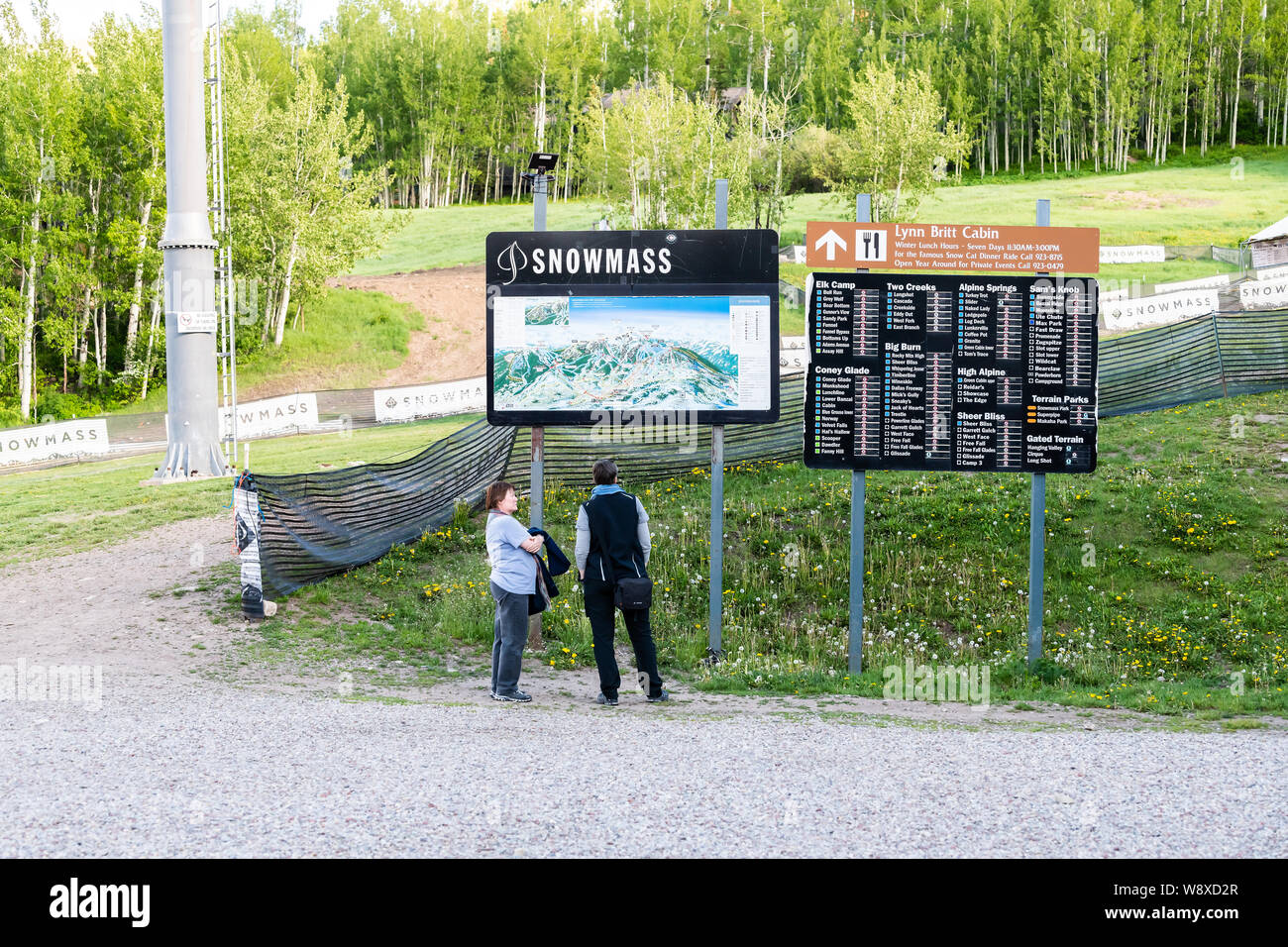 Aspen, USA - June 24, 2019: Snowmass village town in Colorado downtown ...