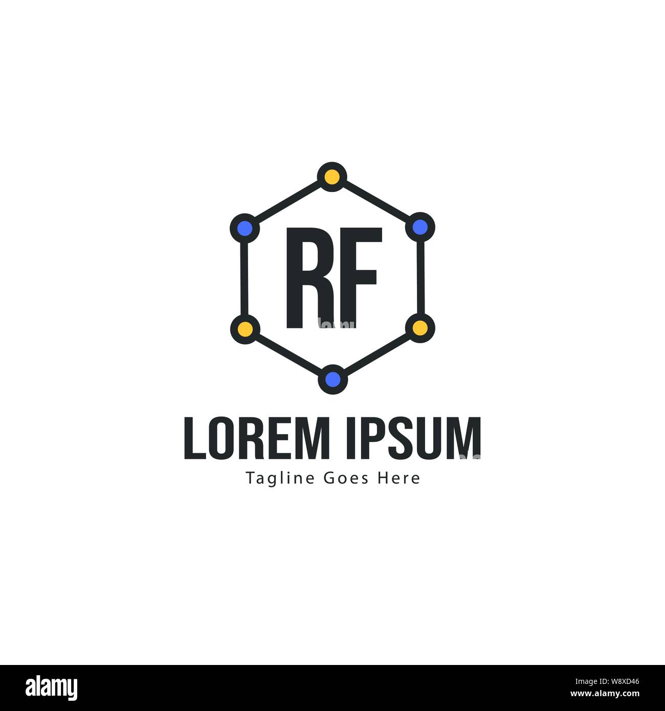 Initial RF logo template with modern frame. Minimalist RF letter logo ...