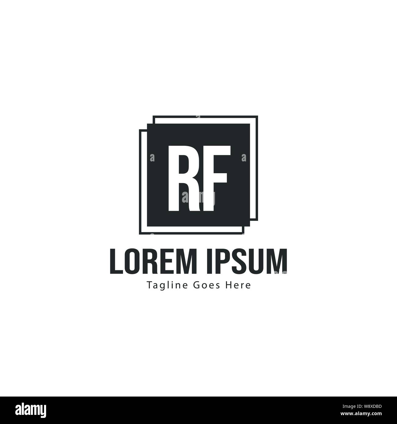 Initial RF logo template with modern frame. Minimalist RF letter logo ...