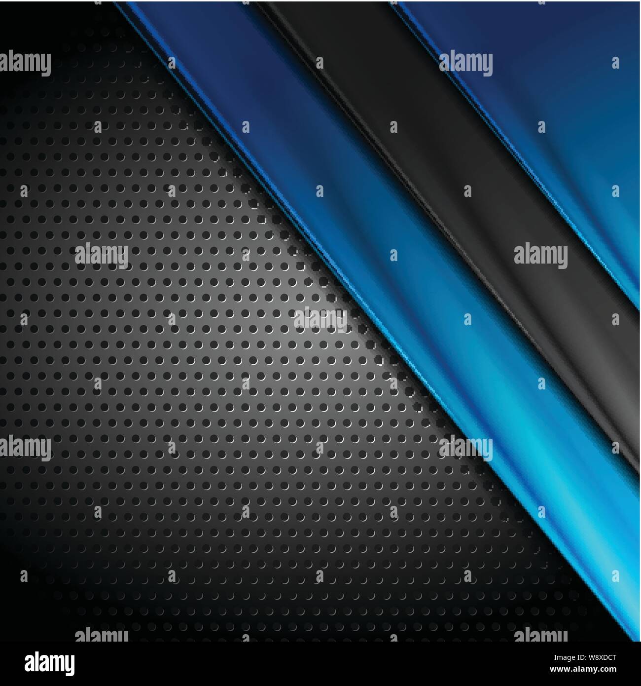 Abstract dark corporate blue and black technology perforated background ...