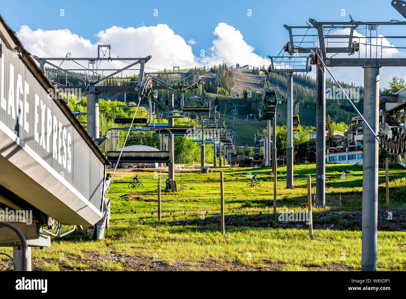 Aspen, USA - June 24, 2019: Snowmass village town landscape view in ...