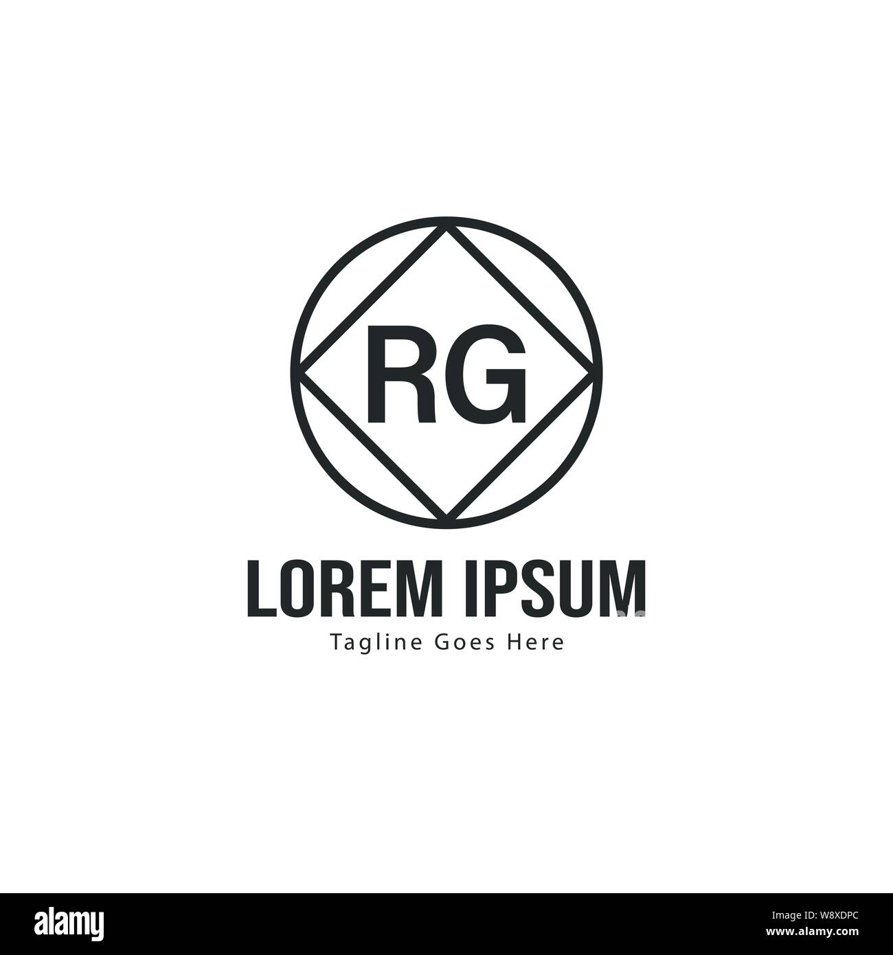 Initial RG logo template with modern frame. Minimalist RG letter logo ...