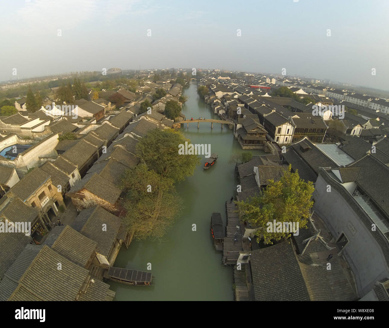 Aerial view of Xizha Scenic Spot in Wuzhen, the host of the World ...