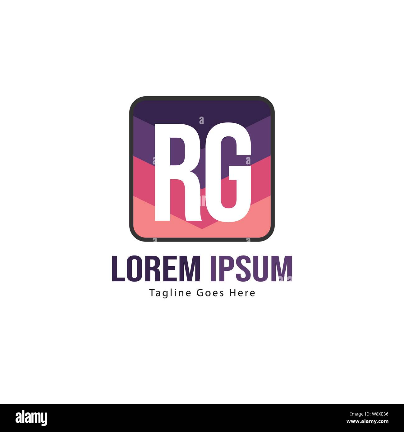 Initial RG logo template with modern frame. Minimalist RG letter logo ...