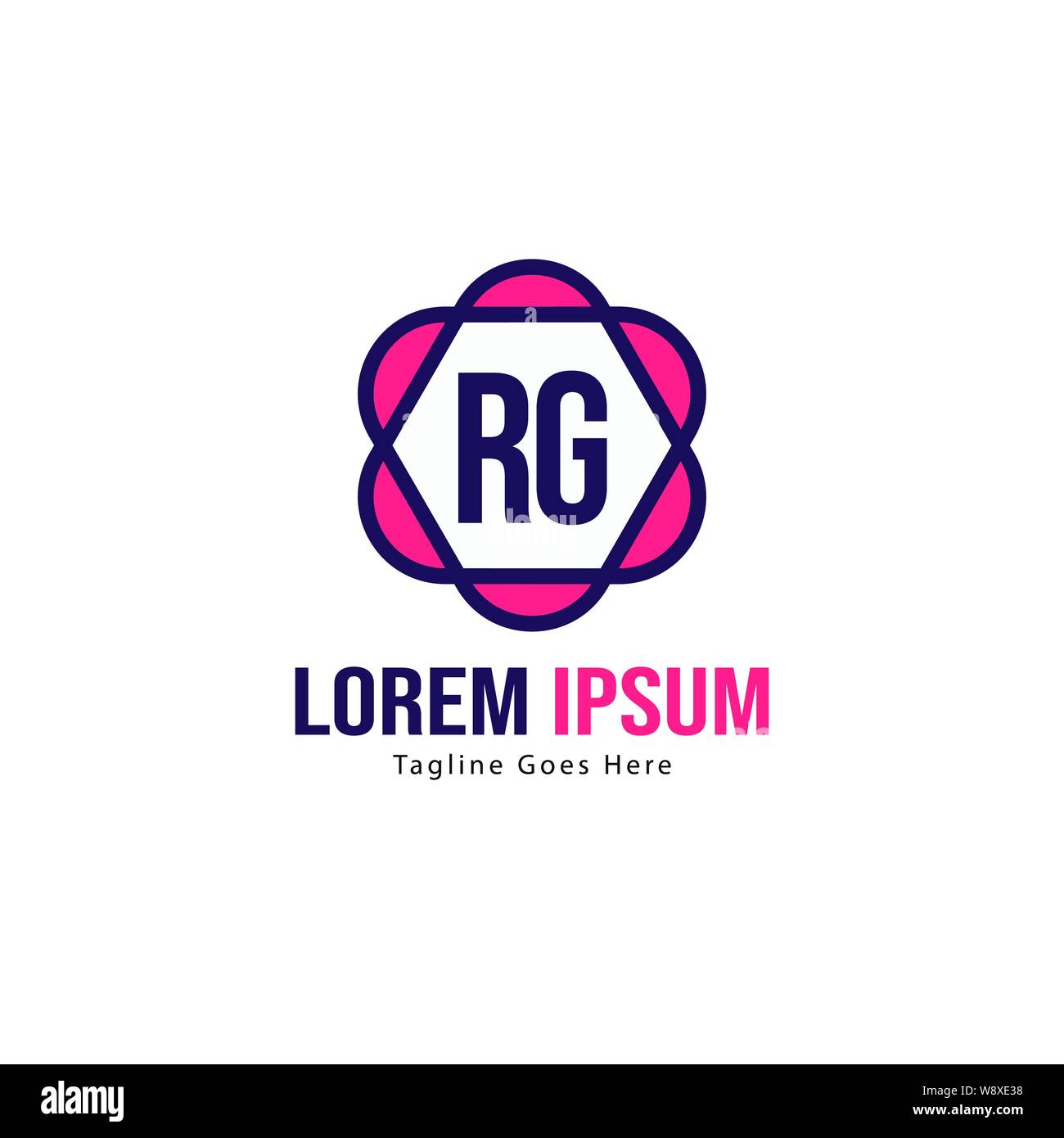 Initial RG logo template with modern frame. Minimalist RG letter logo vector illustration design ...