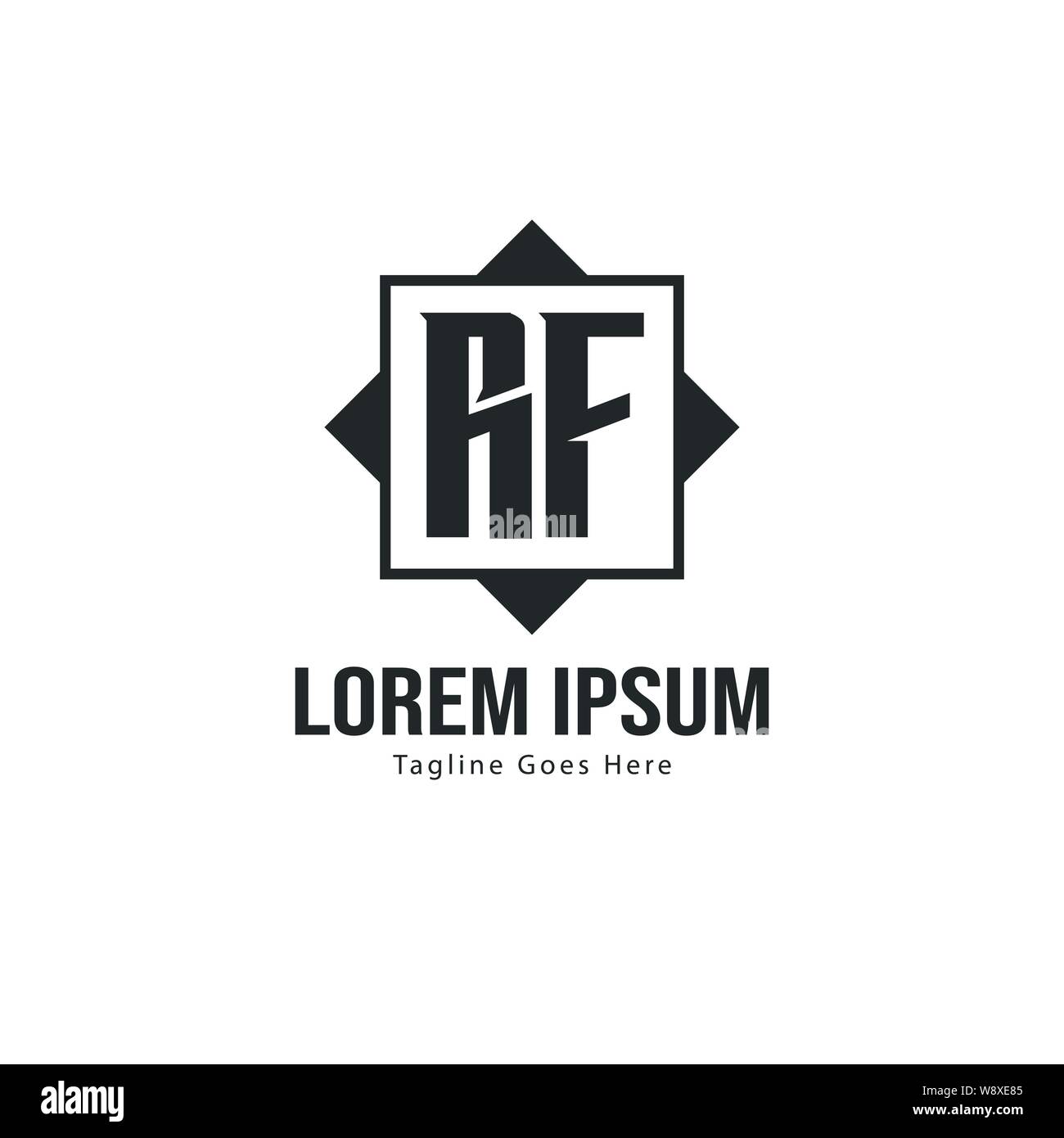 Initial RF logo template with modern frame. Minimalist RF letter logo ...