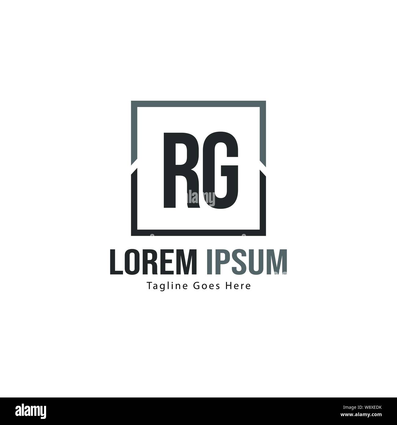 Initial RG logo template with modern frame. Minimalist RG letter logo ...