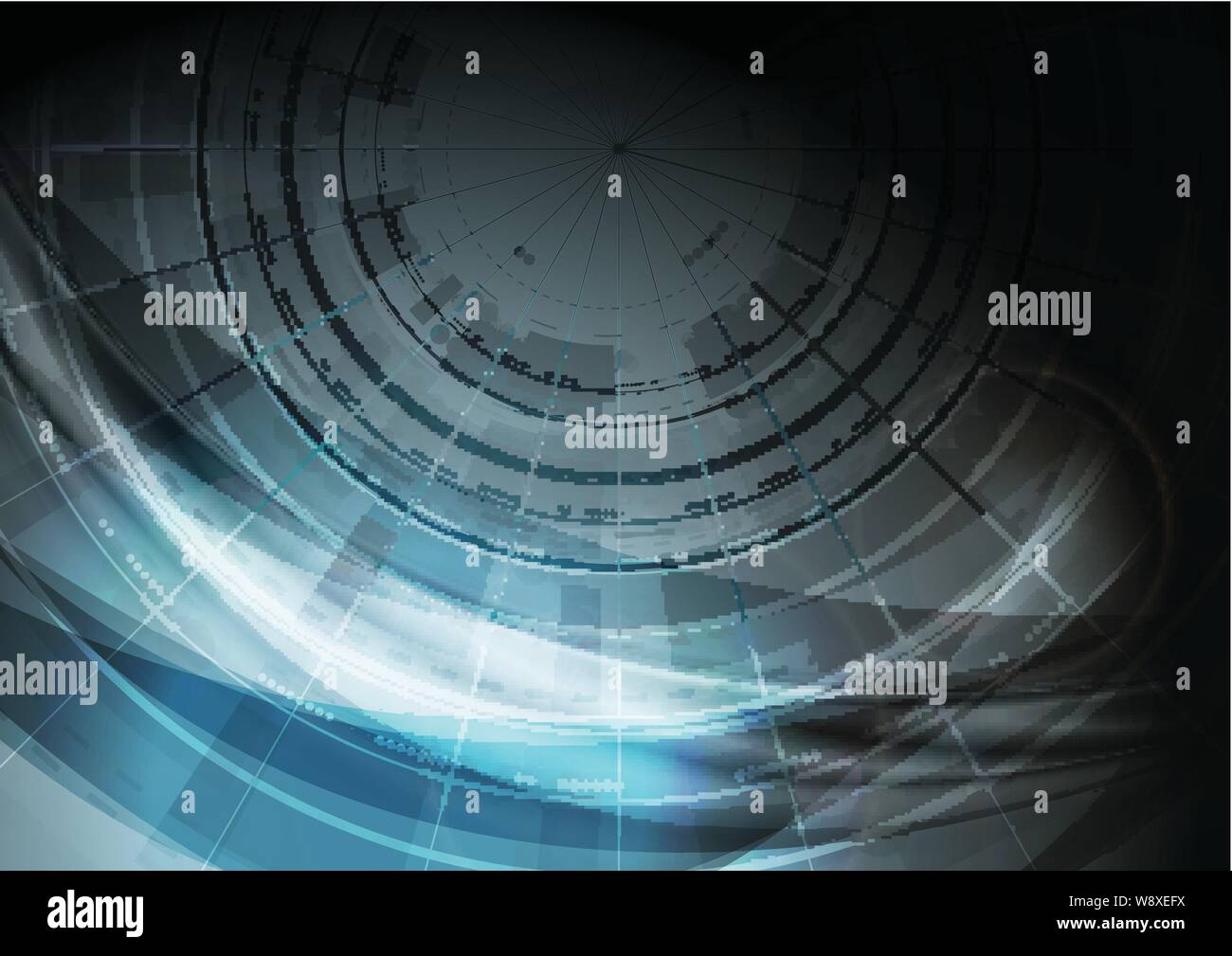 Dark blue futuristic hi-tech abstract background with gear shape and ...