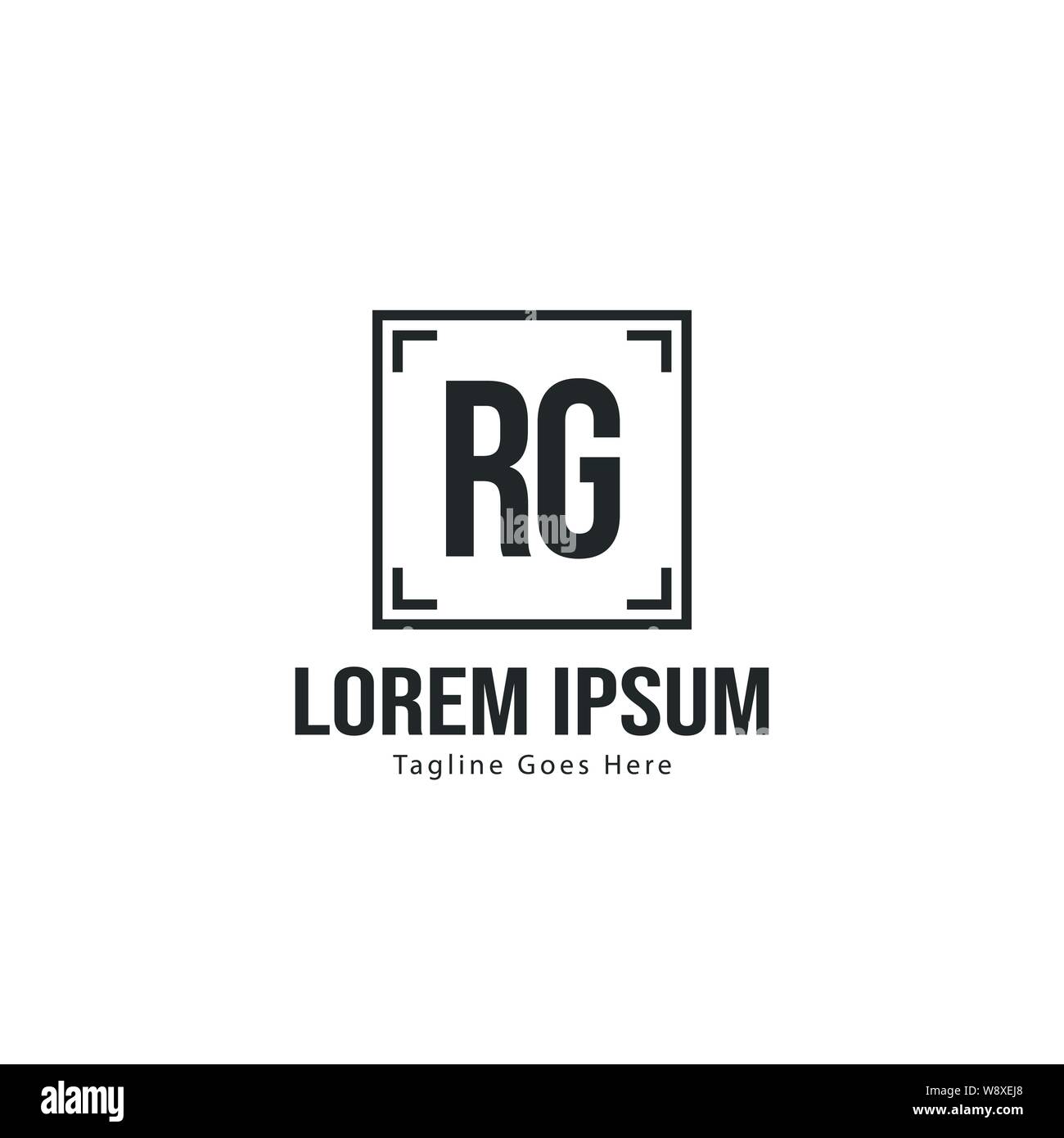 Initial RG logo template with modern frame. Minimalist RG letter logo ...