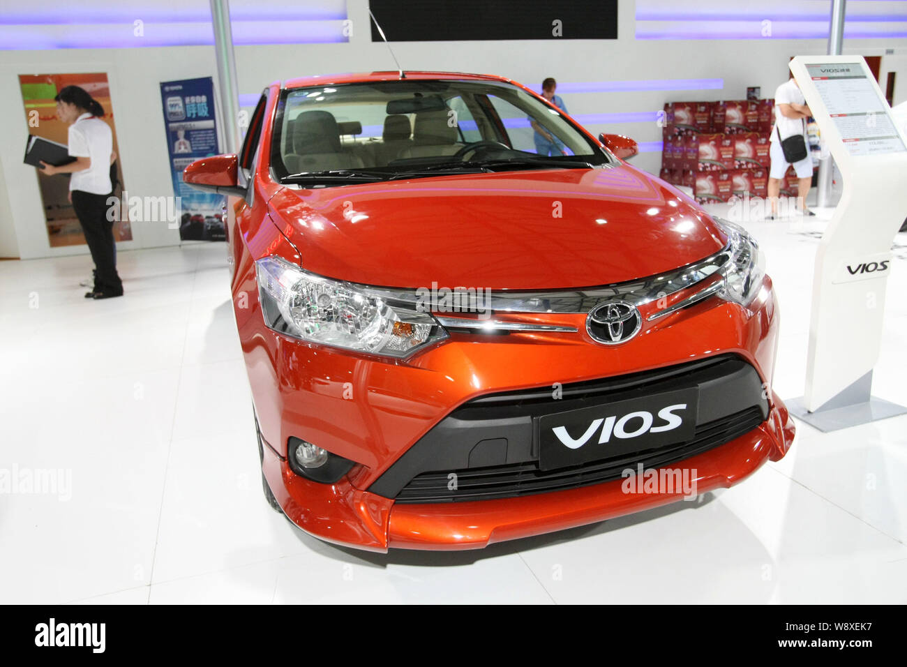 --FILE--A Toyota Vios is displayed during the 2014 Pudong International ...