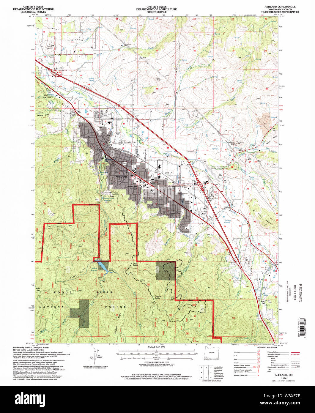 Map of ashland oregon Cut Out Stock Images & Pictures - Alamy