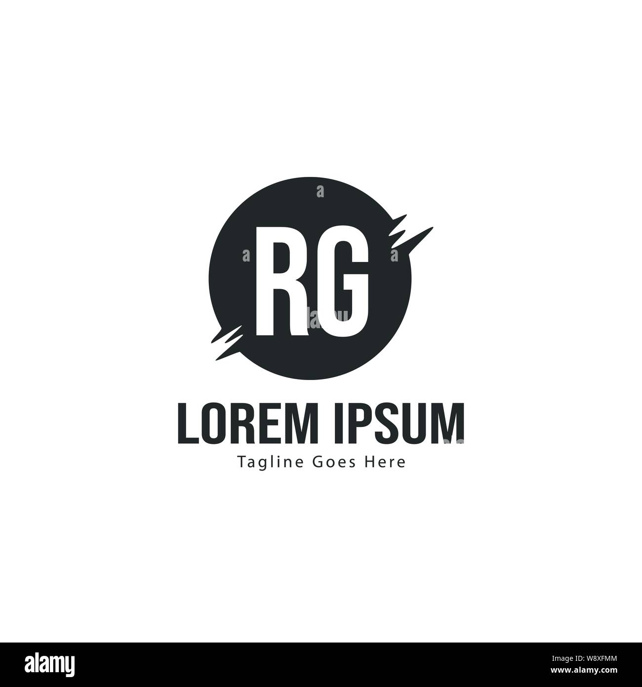 Initial RG logo template with modern frame. Minimalist RG letter logo ...