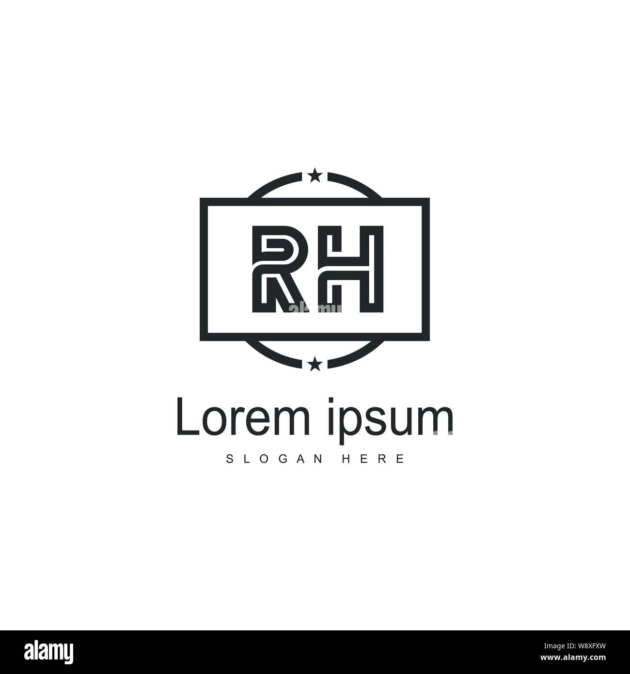 Initial RH logo template with modern frame. Minimalist RH letter logo ...