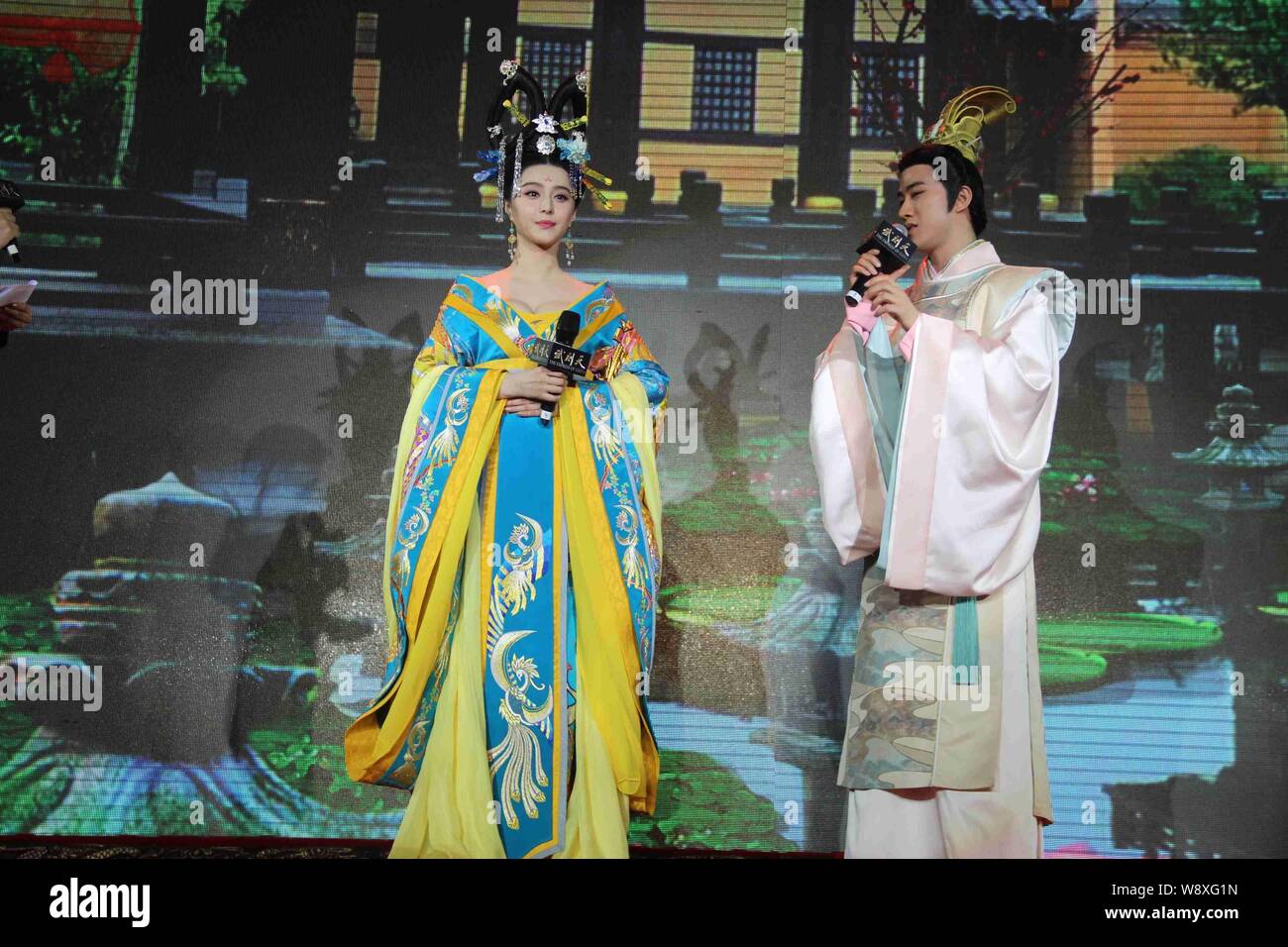 Hong Kong actor Aarif Rahman or Aarif Lee, right, and Chinese actress ...