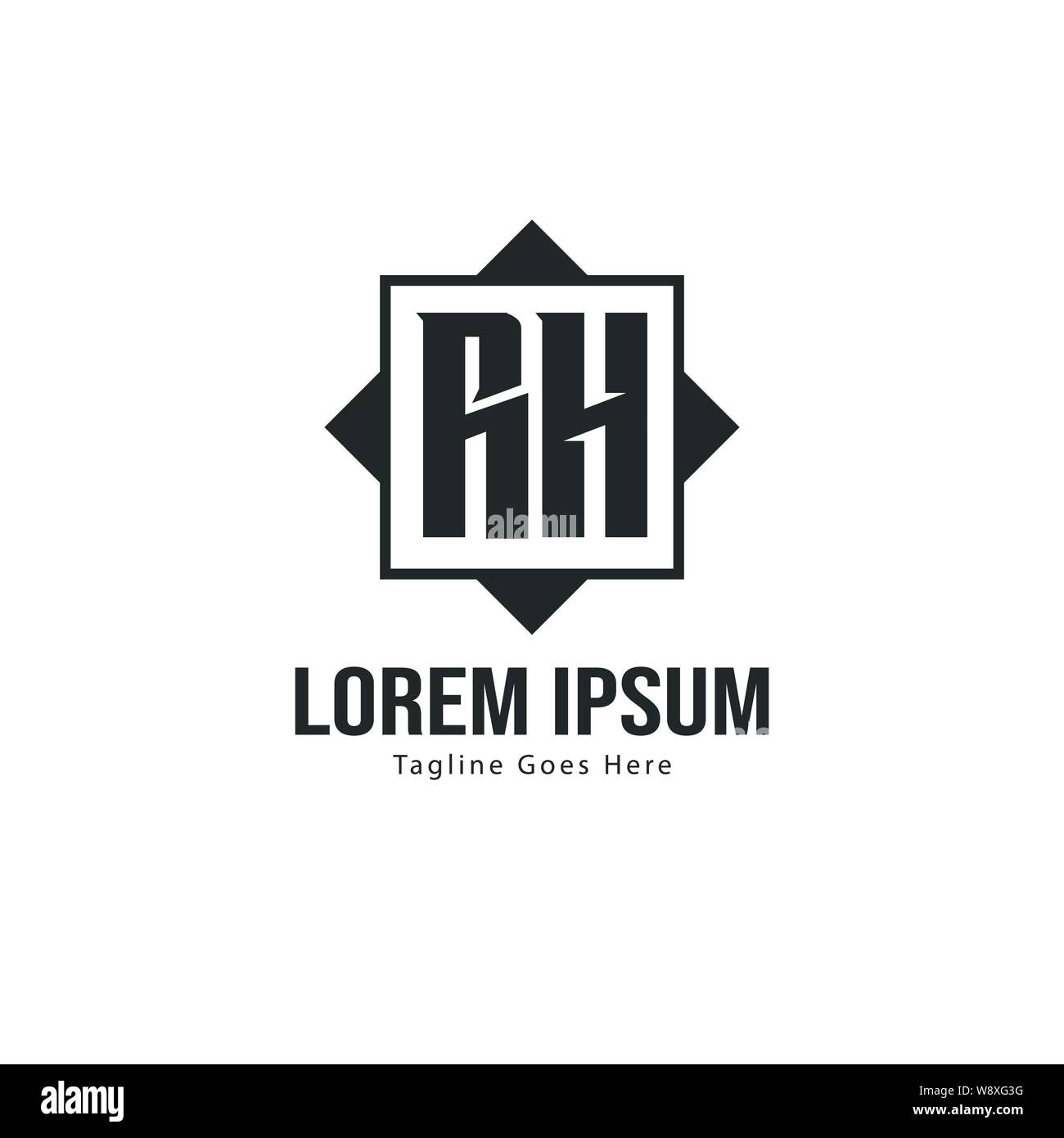 Initial RH logo template with modern frame. Minimalist RH letter logo ...