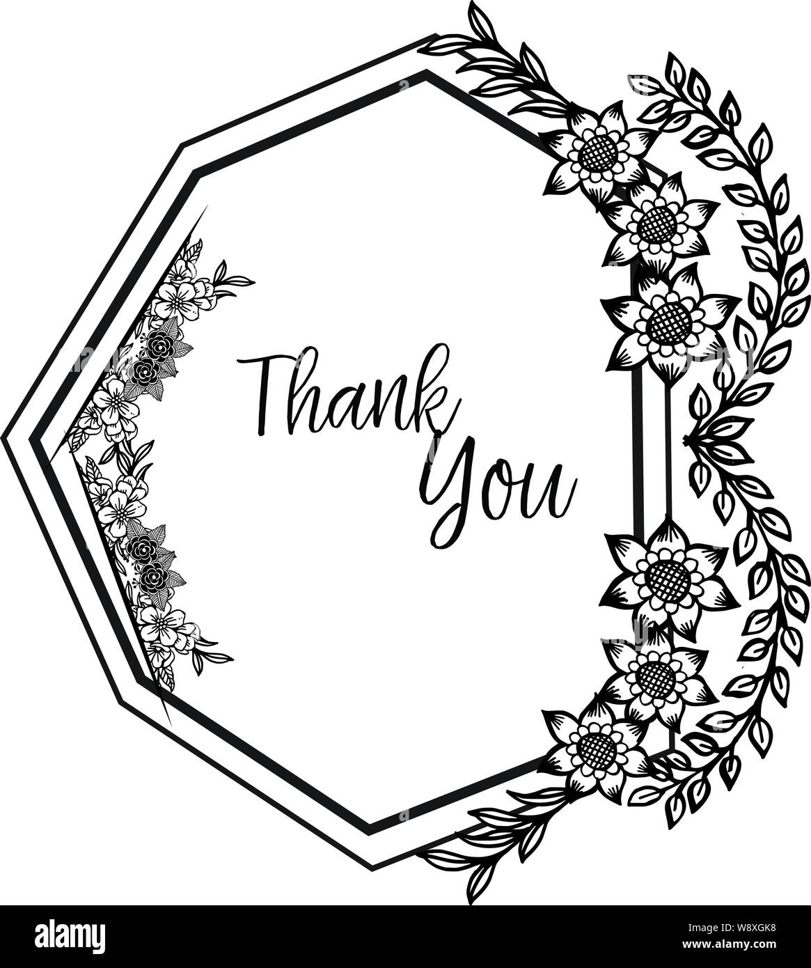 Pattern Art Of Flower Frame Wallpaper Of Card Thank You Vector Illustration Stock Vector Image