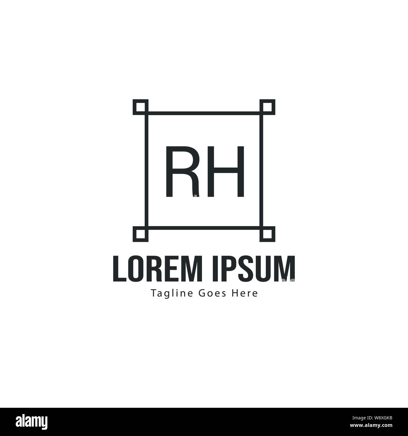Initial RH logo template with modern frame. Minimalist RH letter logo ...