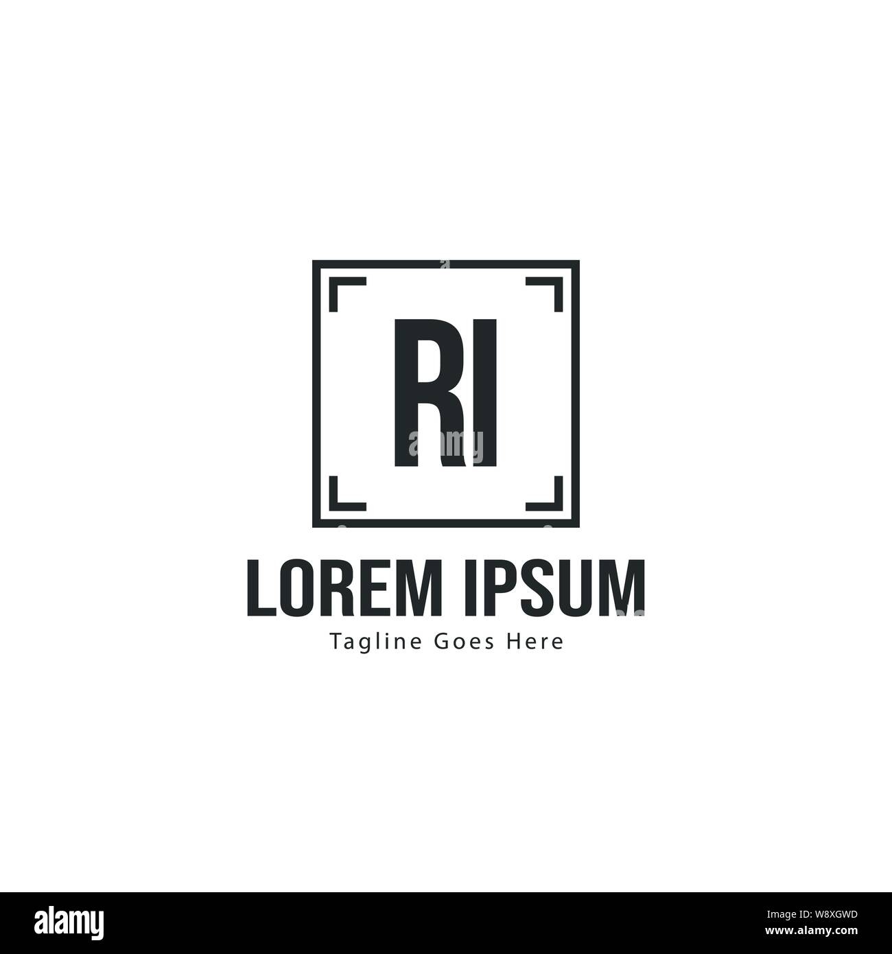 Initial RI logo template with modern frame. Minimalist RI letter logo ...