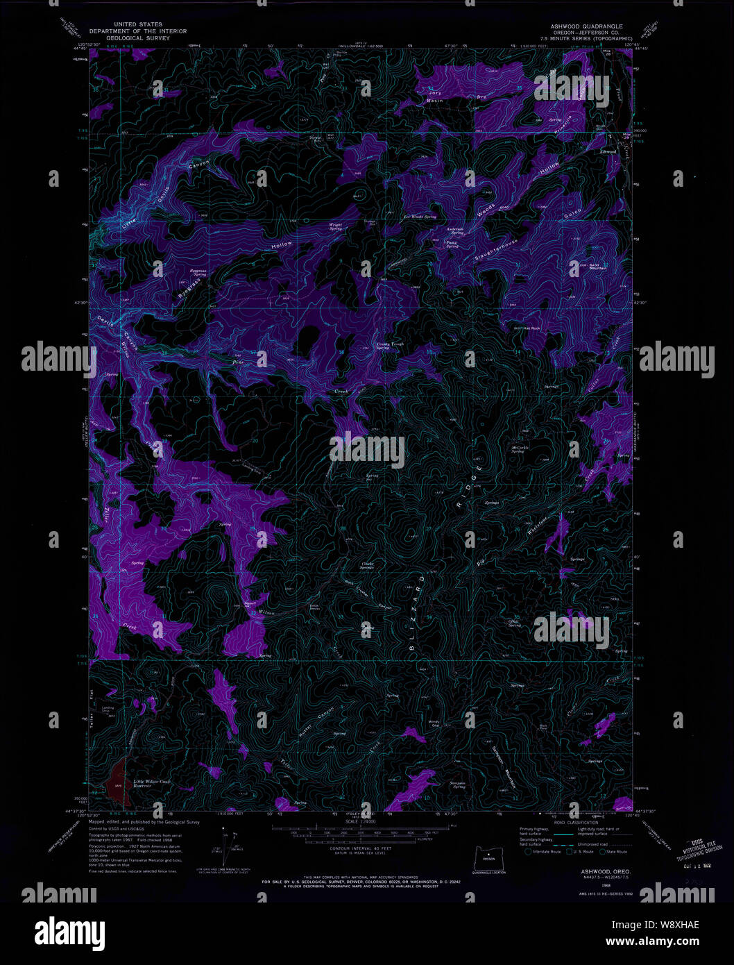 USGS Topo Map Oregon Ashwood 278889 1968 24000 Inverted Restoration ...