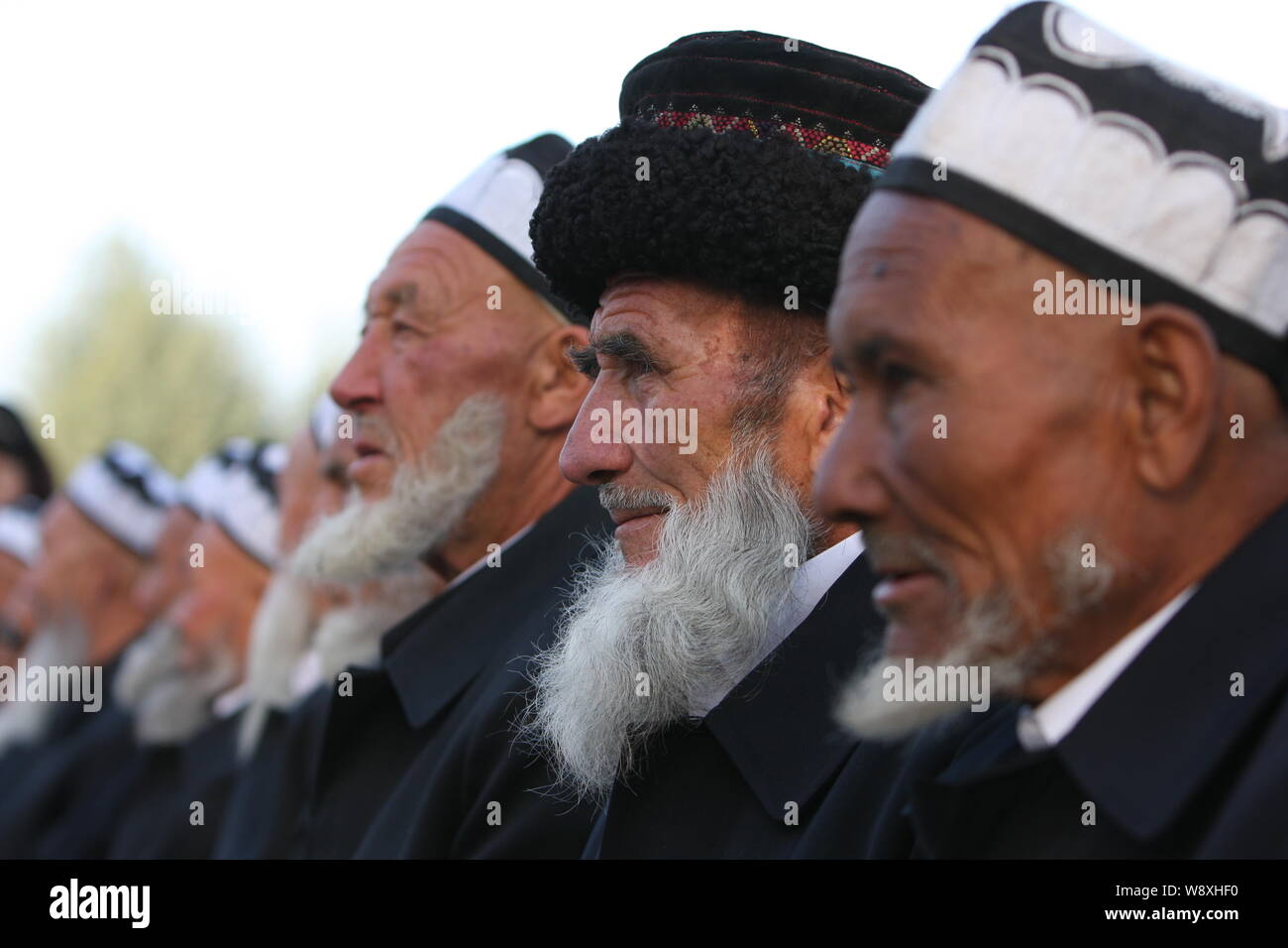 --FILE--Elderly men with beards attend a festival in Zepu (Poskam ...