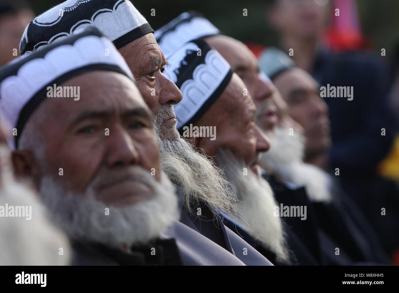 --FILE--Elderly men with beards attend a festival in Zepu (Poskam ...