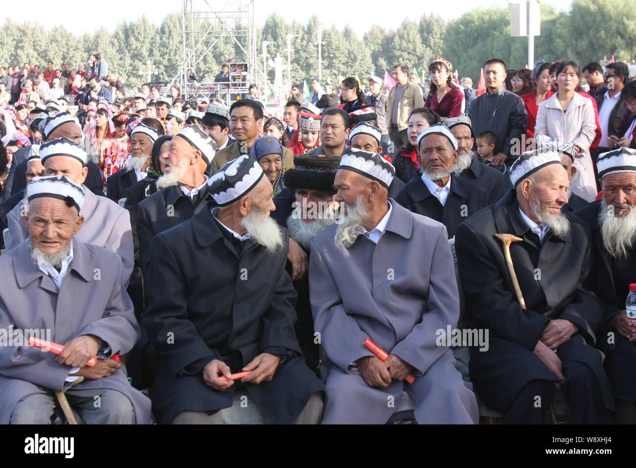 --FILE--Elderly men with beards attend a festival in Zepu (Poskam ...