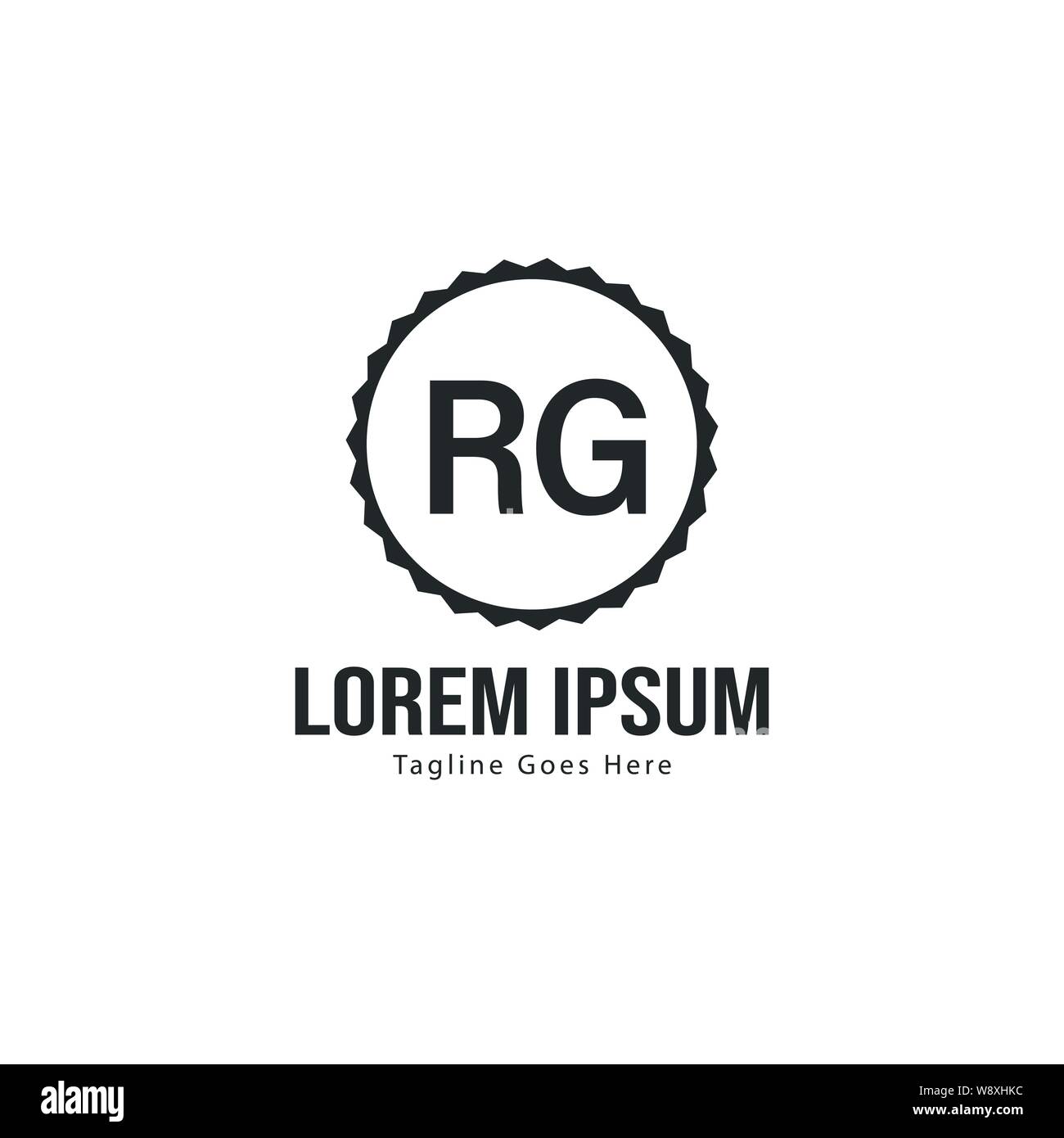 Initial RG logo template with modern frame. Minimalist RG letter logo ...