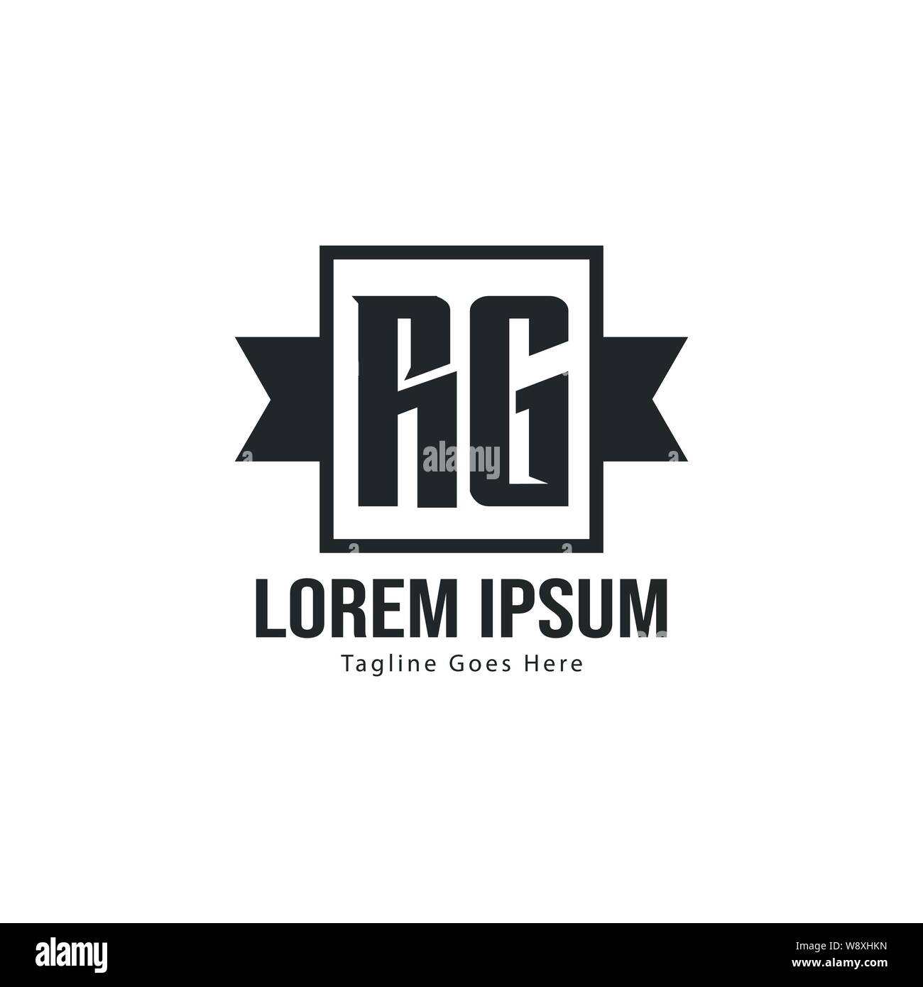 Initial RG logo template with modern frame. Minimalist RG letter logo ...