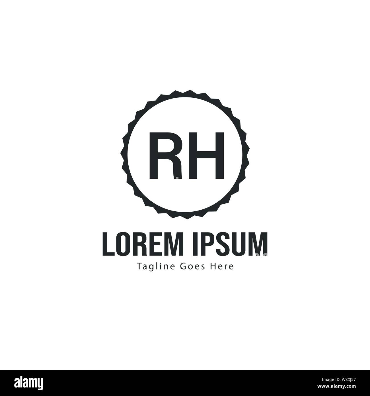 Initial RH logo template with modern frame. Minimalist RH letter logo ...