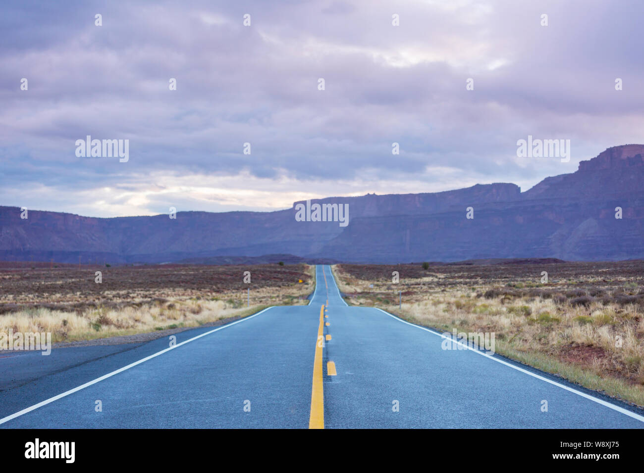 Road in the prairie country. Deserted natural travel background Stock ...